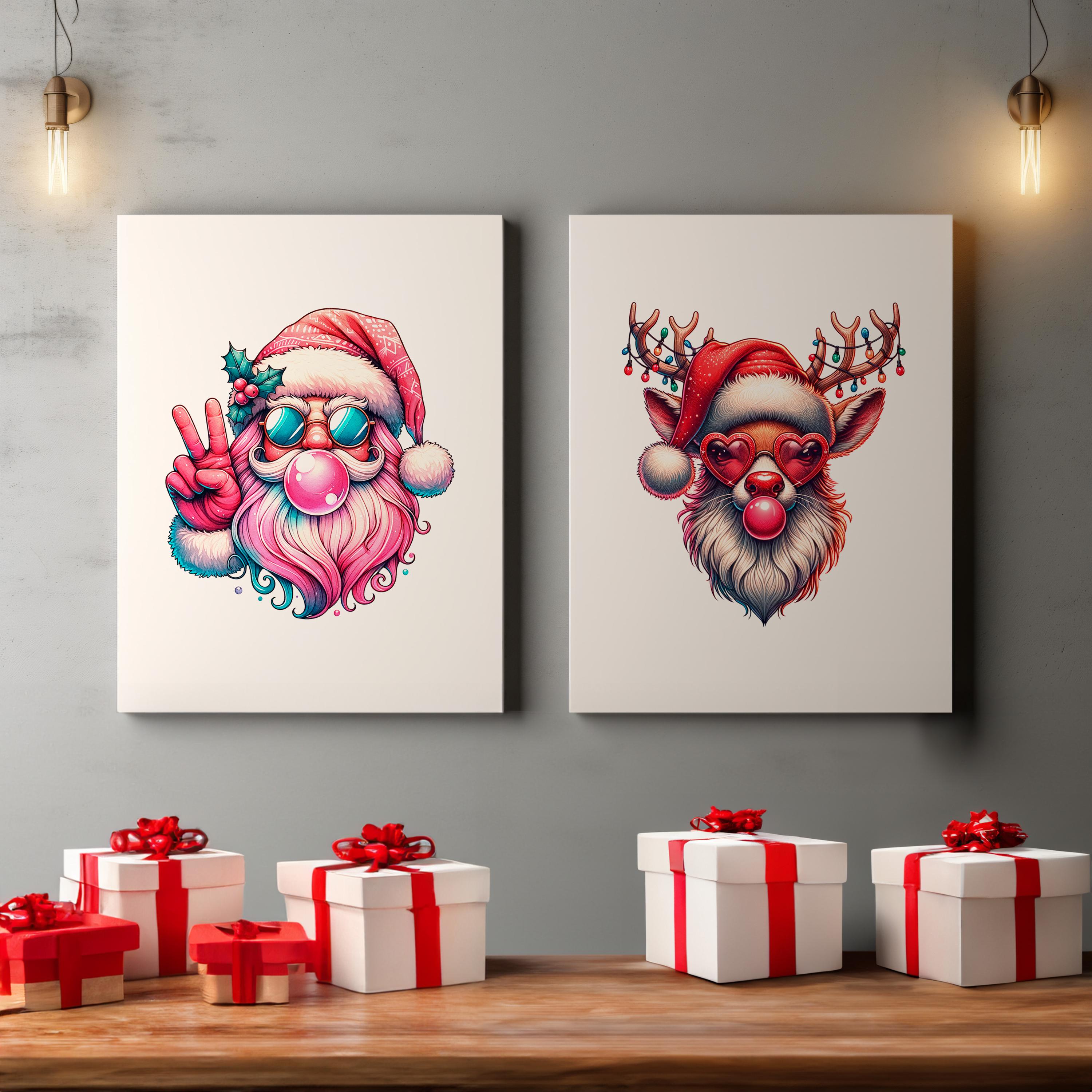 Arte Digital Santa Claus Moderno Con Gafas, Chicle Y Estilo Divertido ...