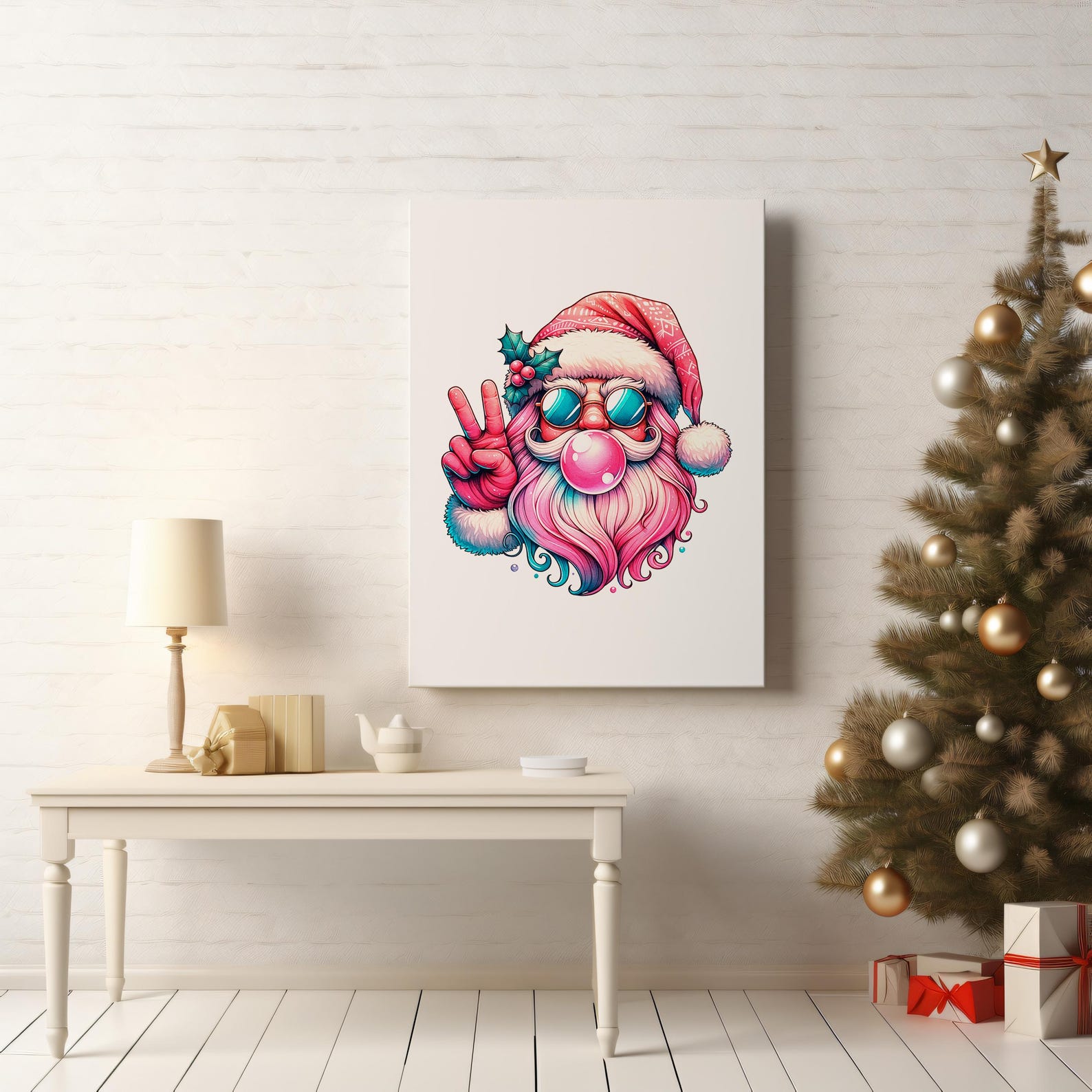 Arte Digital Santa Claus Moderno Con Gafas, Chicle Y Estilo Divertido ...