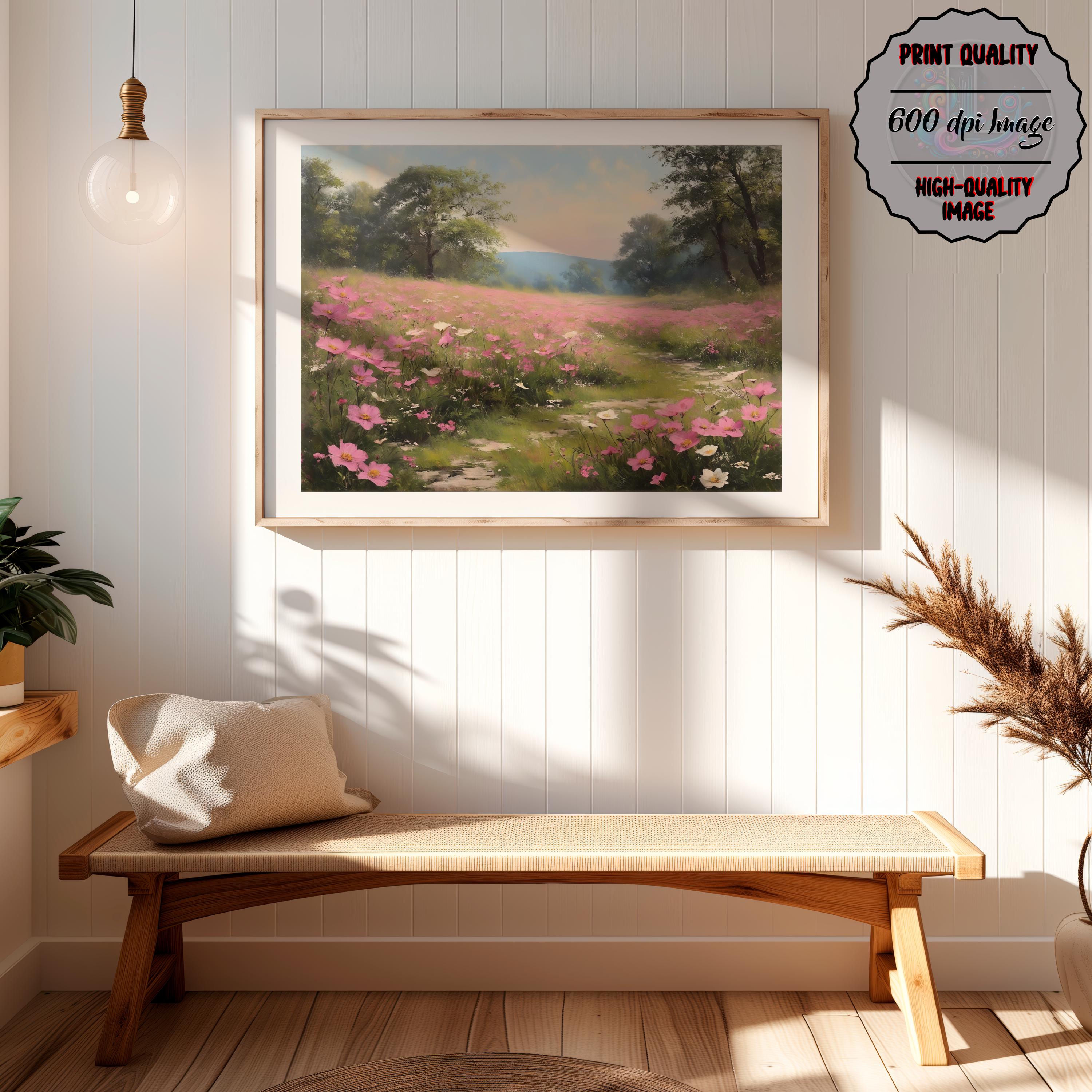 Floral Landscape in Shades of Pink Digital Art: Download, Print and ...