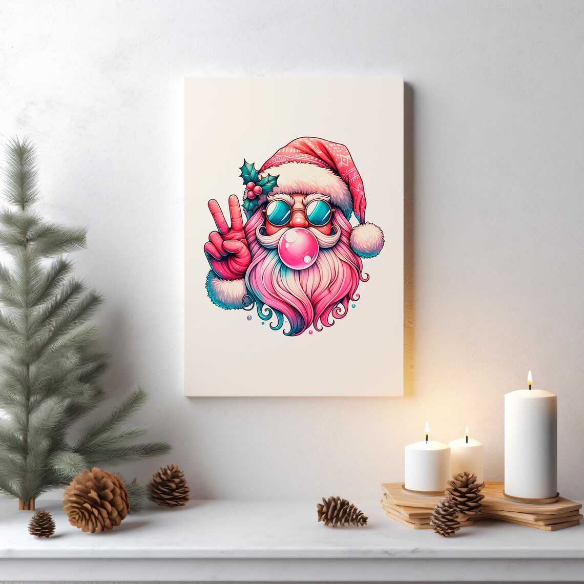 Arte Digital Santa Claus Moderno Con Gafas, Chicle Y Estilo Divertido ...