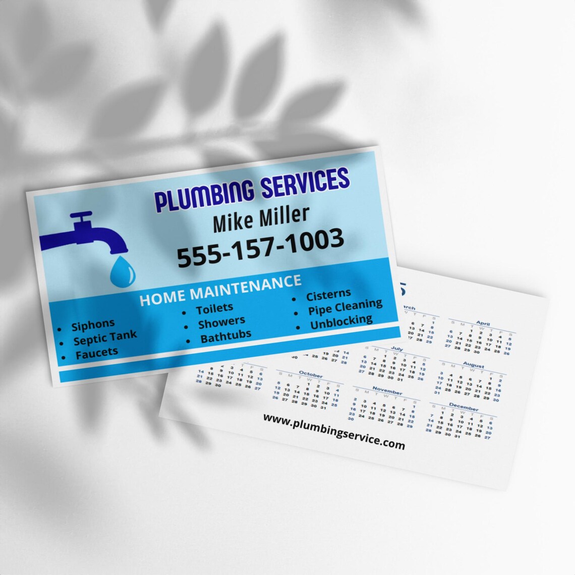 Editable Plumbing Business Card Template Edit Canva 2025 Calendar for ...