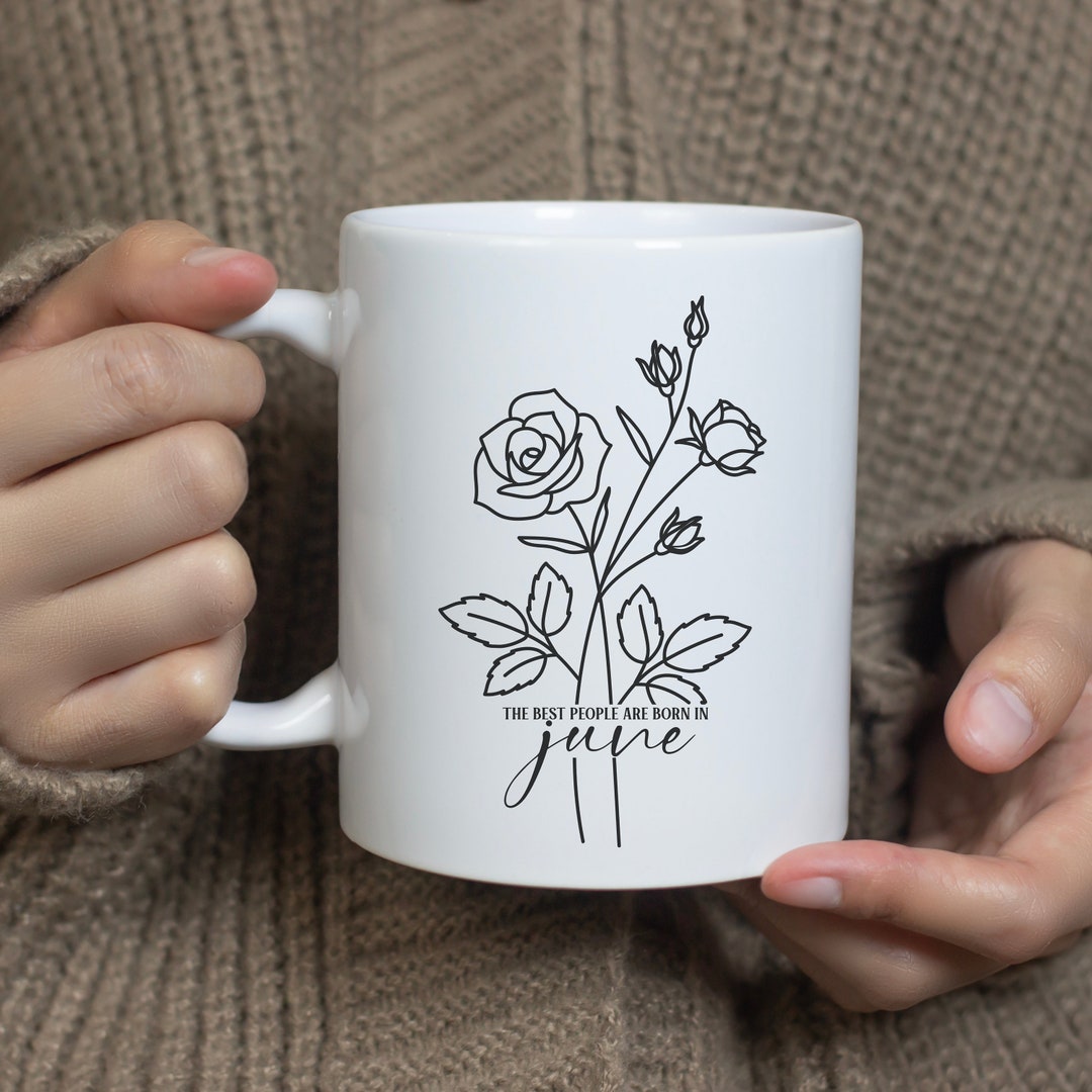 June Birth Flower Mug, June Birthday Gifts, Rose Floral Coffee Cup ...