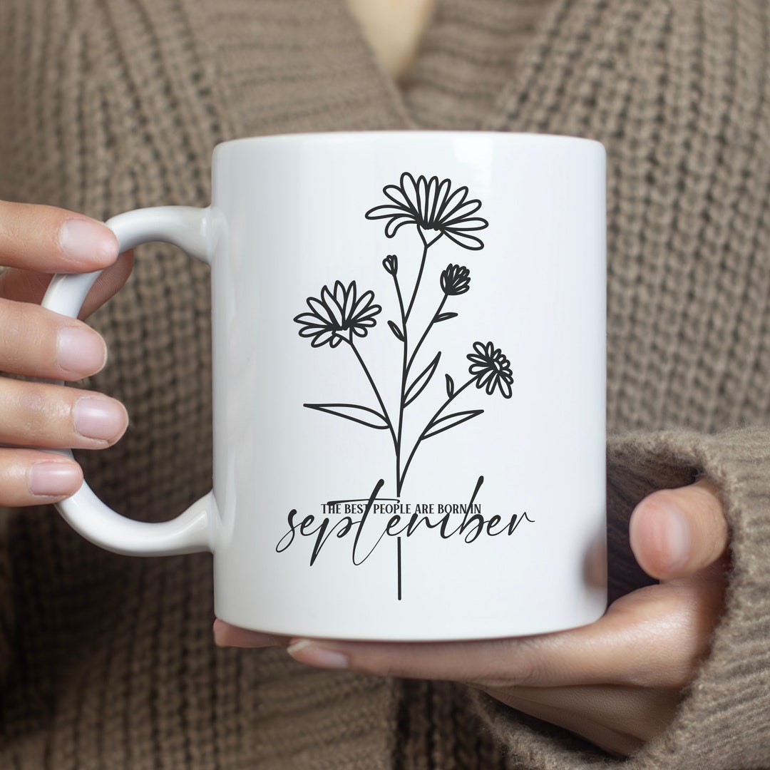 September Birth Flower Mug, September Birthday Gift, Aster Floral ...