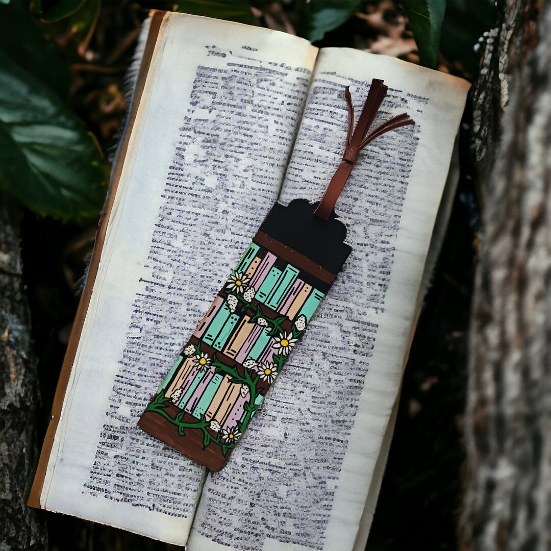 Book Lover Bookmark | Wood Bookmark | Hand Painted Bookmark | Mini ...