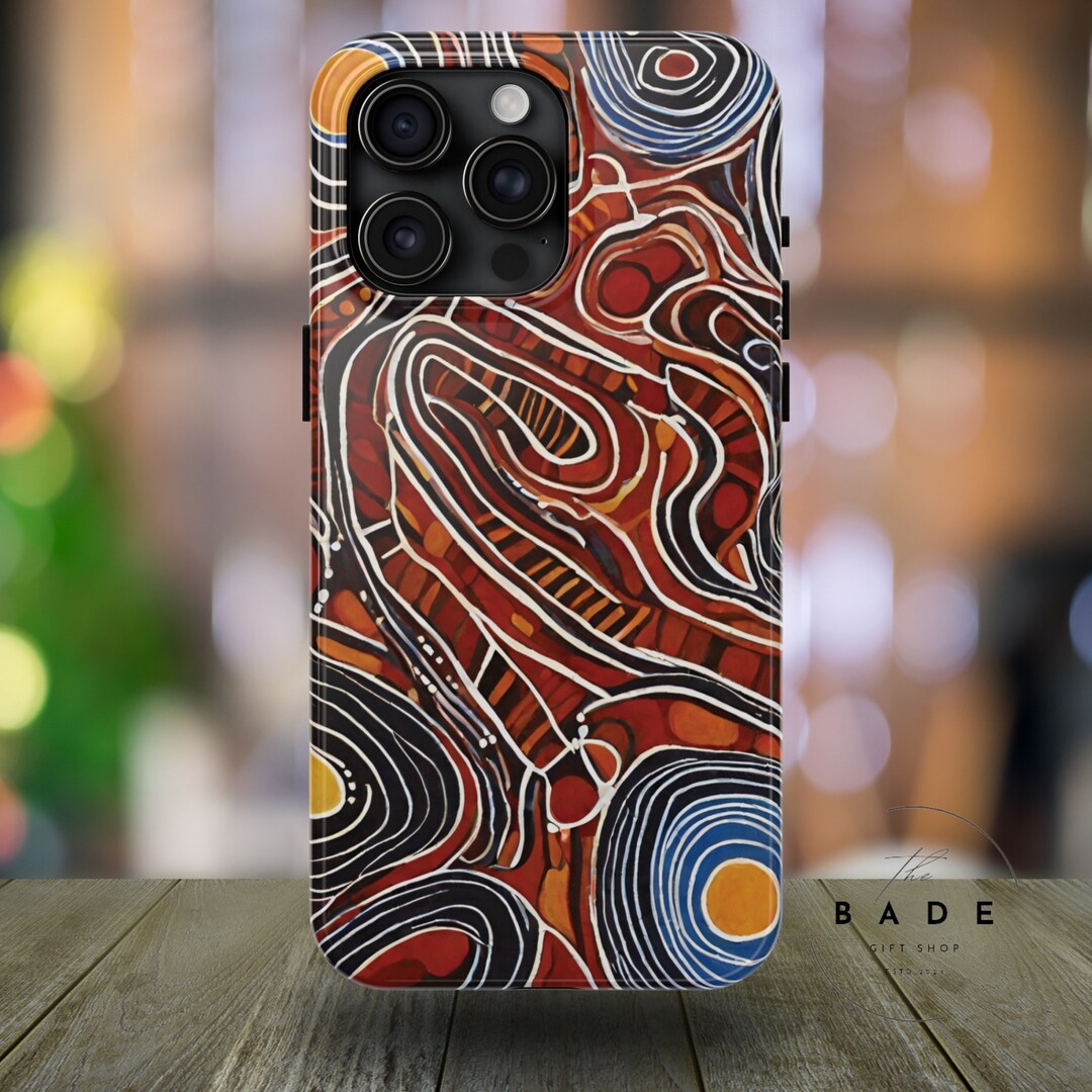 Designer Phone Case red Aboriginal Art Durable, Artisan-made Mobile ...