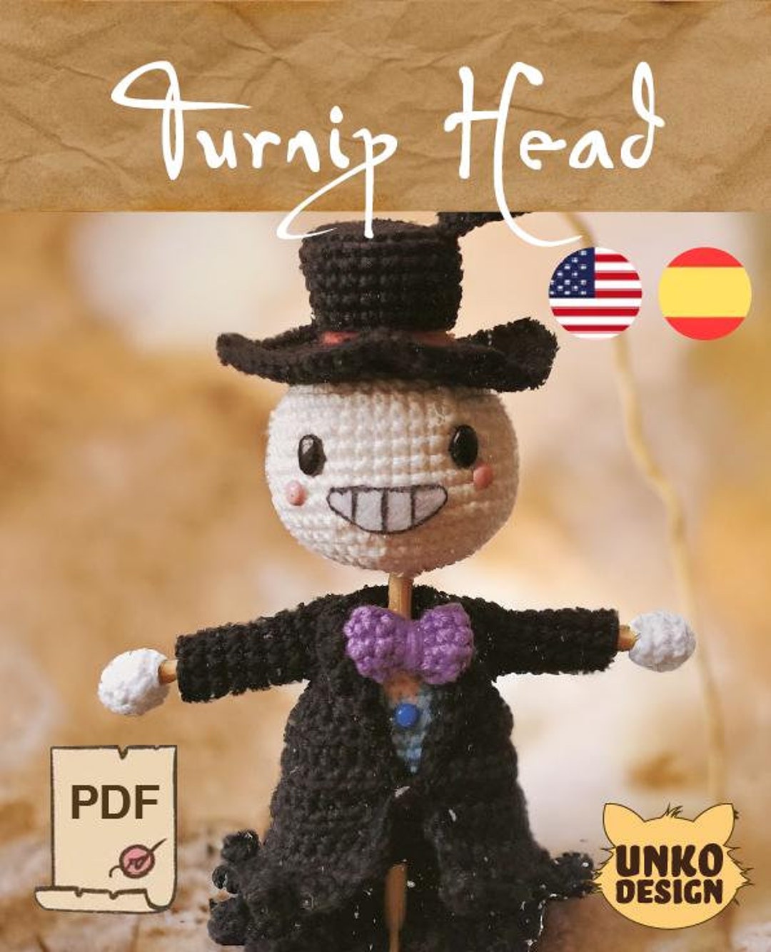 Turnip Head AMIGURUMI PATTERN, PDF Well Illustrated. in English and ...