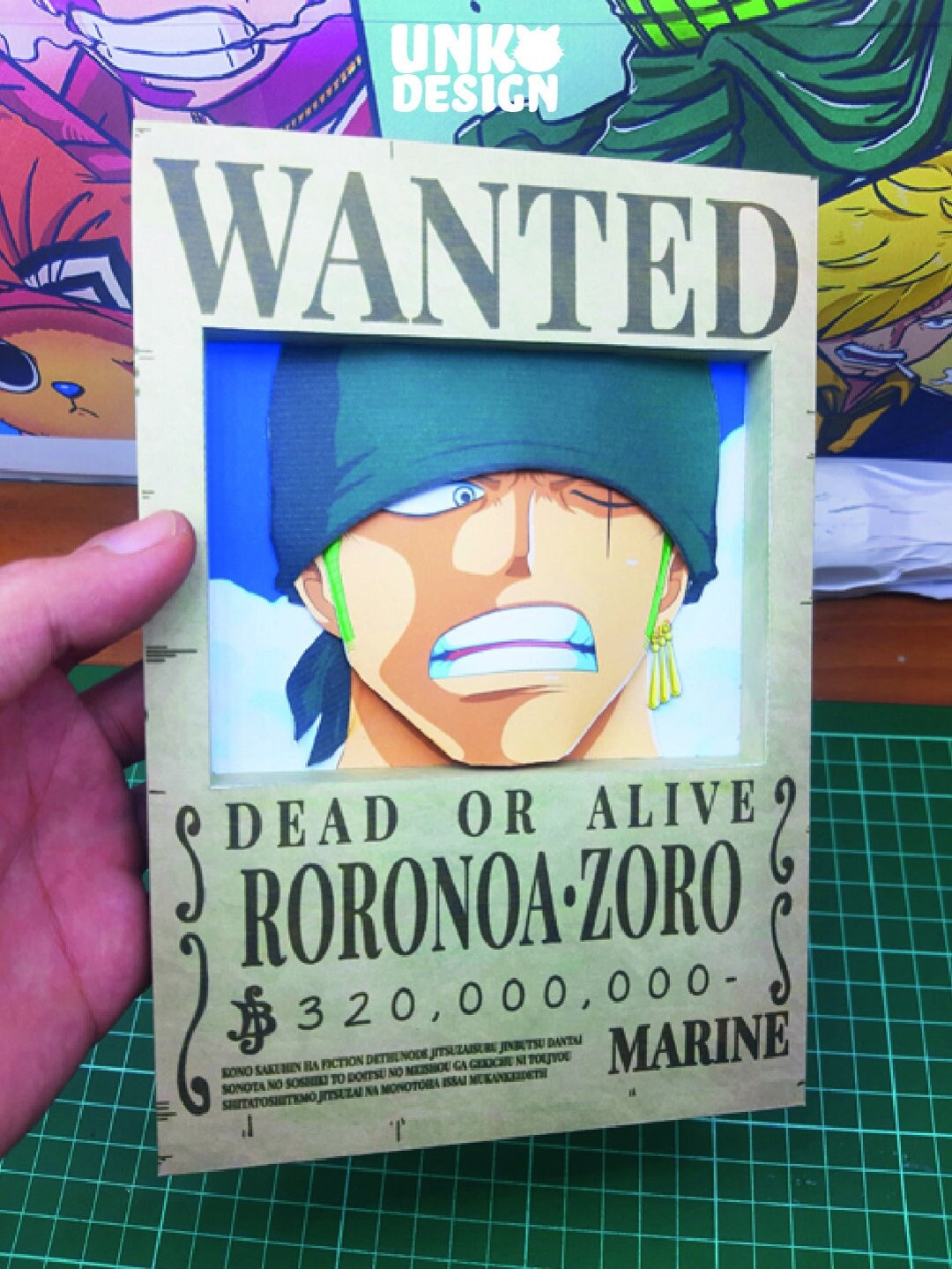 Papercraft Roronoa Zoro 3D Painting, PDF Format Includes Video Tutorial ...