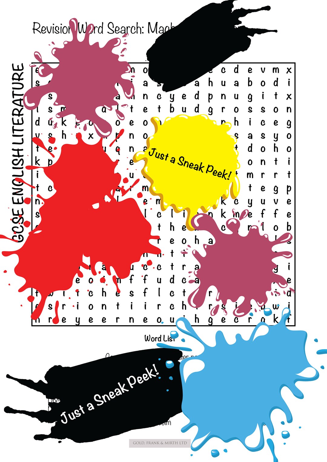 GCSE English Literature Revision Word Search - Etsy