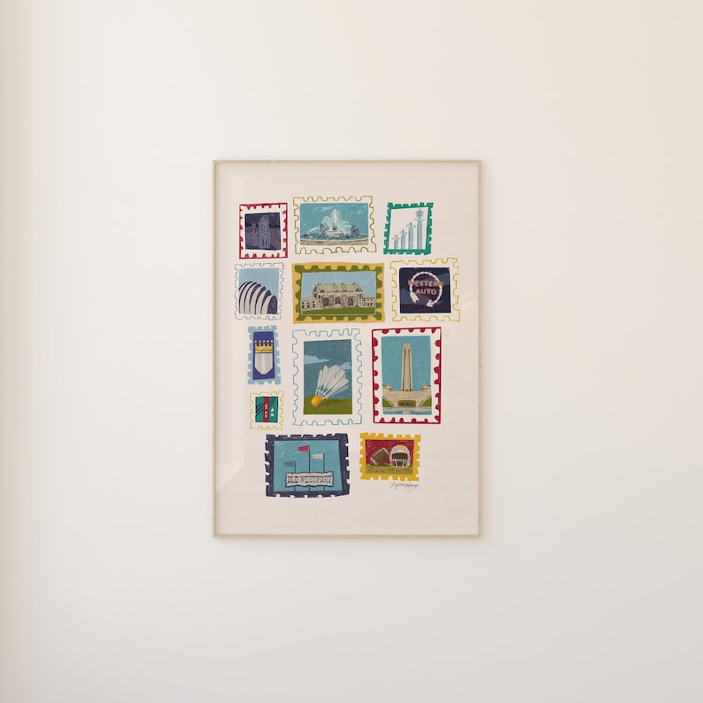 Kansas City Hand Drawn Postage Stamp Art - Etsy