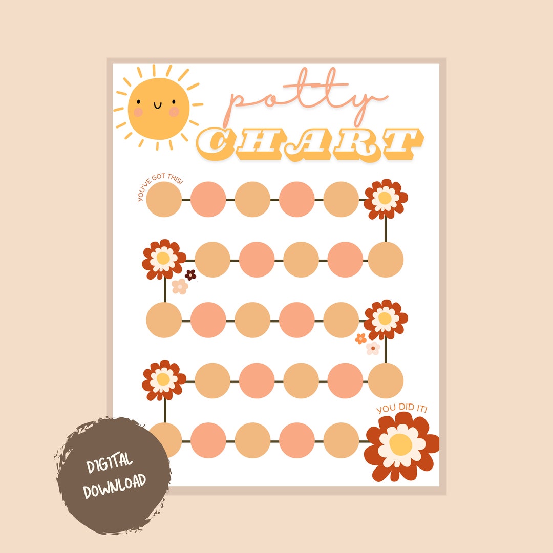 Girls Toddler Potty Chart, Girls Potty Training Chart, Potty Chart ...