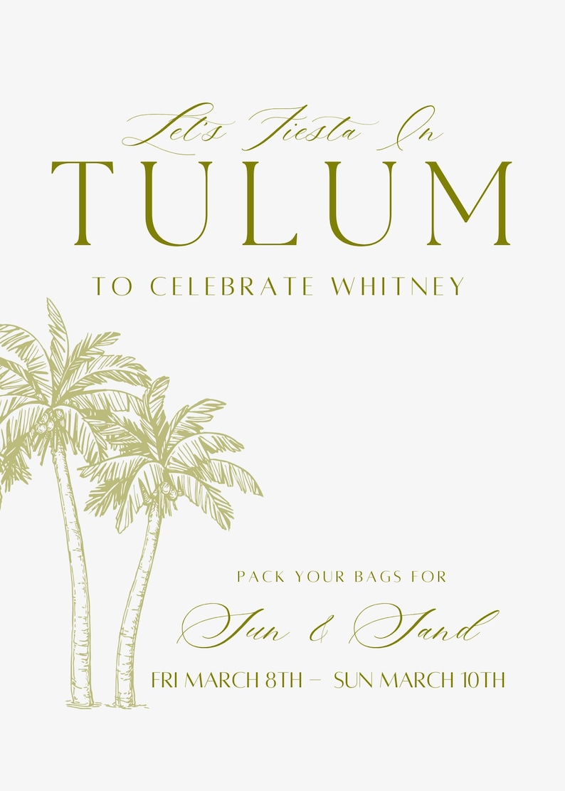 Tulum Bachelorette Invitation Template | Editable Canva Invite ...