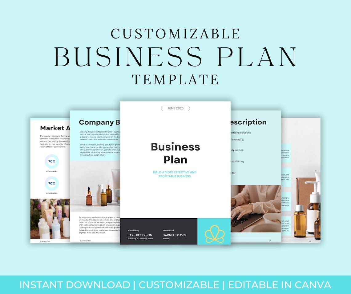 Small Business Plan Printable Template, Editable Business Plan, Minimal ...