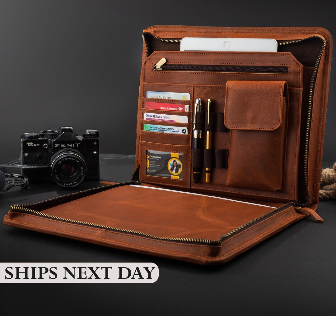 Personalized Leather Portfolio With Pen Holder, Best Gifts for Him ...
