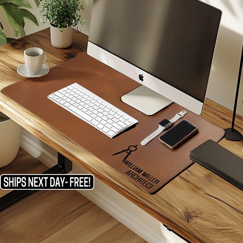 Personalized Gift for Architect, Custom Leather Desk Mat, Engineer ...