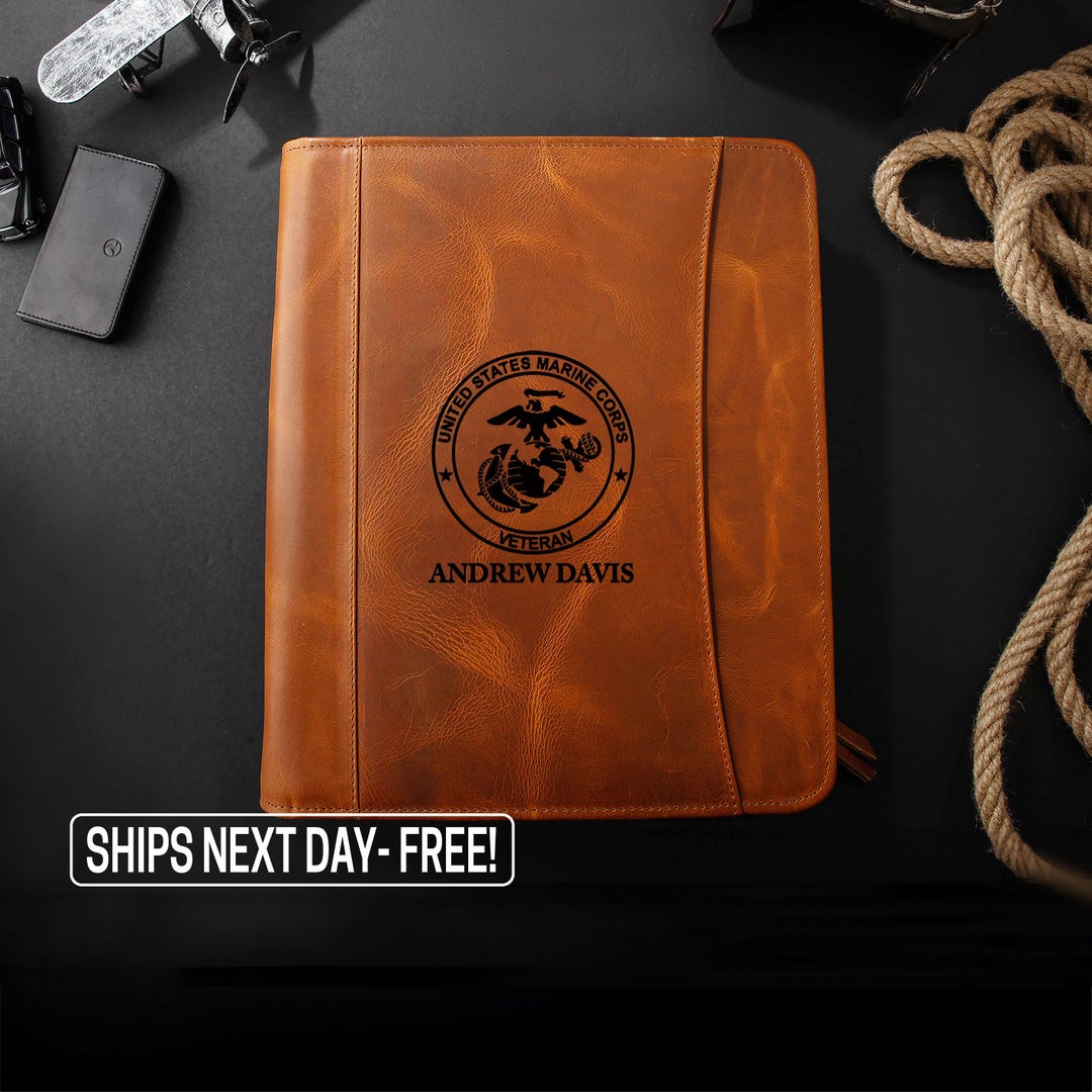 Custom Leather Portfolio - Military Gifts - Gift for Military Husband ...