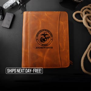 Custom Leather Portfolio - Military Gifts - Gift for Military Husband ...