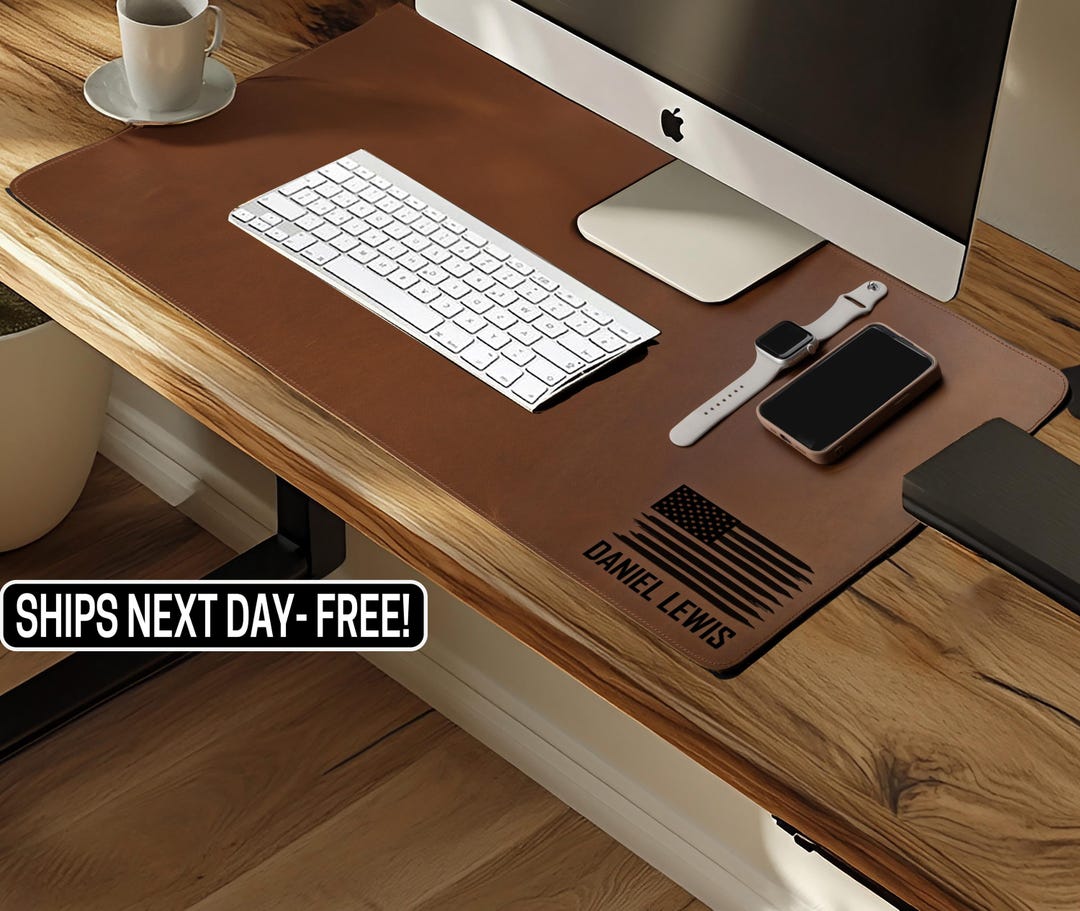 Military Gifts - Custom Leather Desk Mat - Gift for Military Husband ...