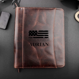 Custom Leather Portfolio - Military Gifts - Gift for Military Husband ...