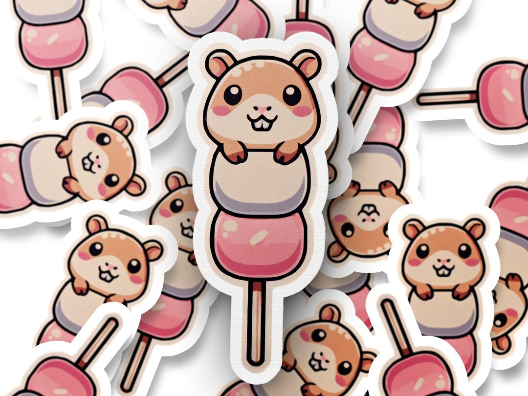 Cute Hamster Dessert Sticker, Kawaii Hamster on Dango Sticker, Chibi ...