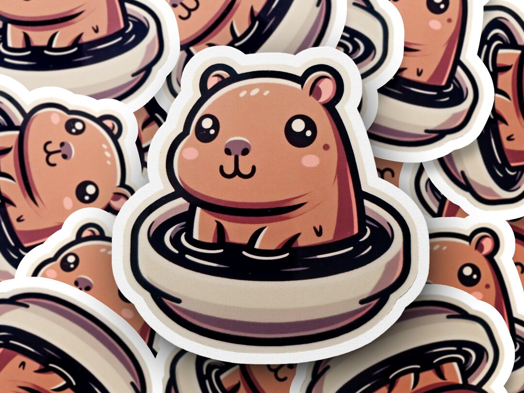 Kawaii Capybara Vinyl Sticker, Cute Chibi Capybara Die-cut Sticker ...