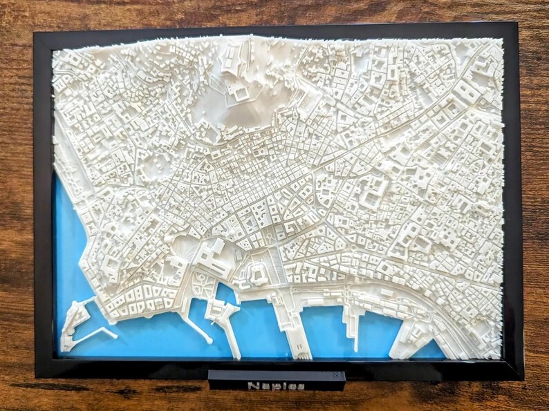 Topographic Map of Naples - Detailed City Map Relief Wall Art - Unique ...