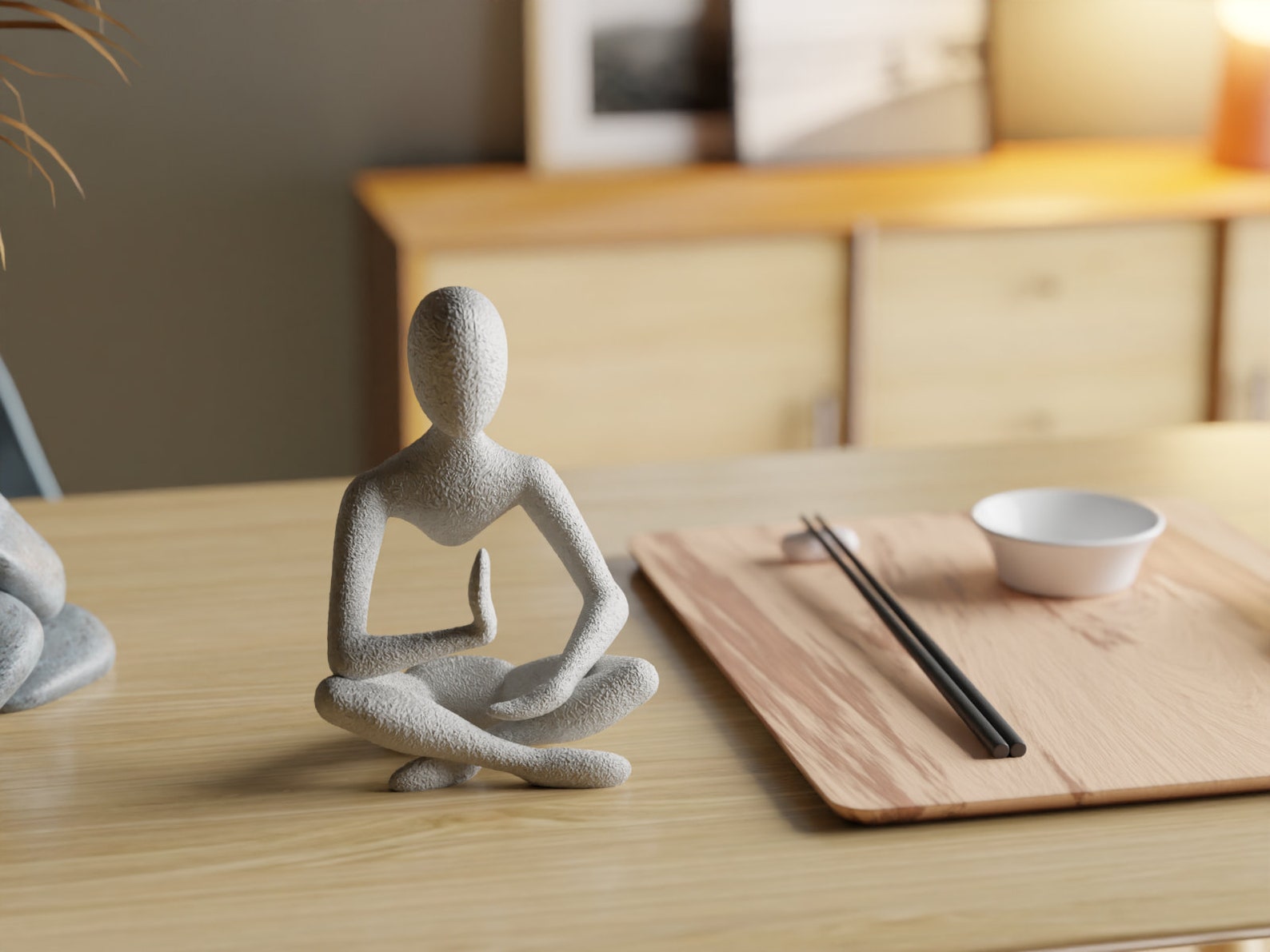 Meditating Statue for Home Decor - Minimalist Abstract Yoga Sculpture ...