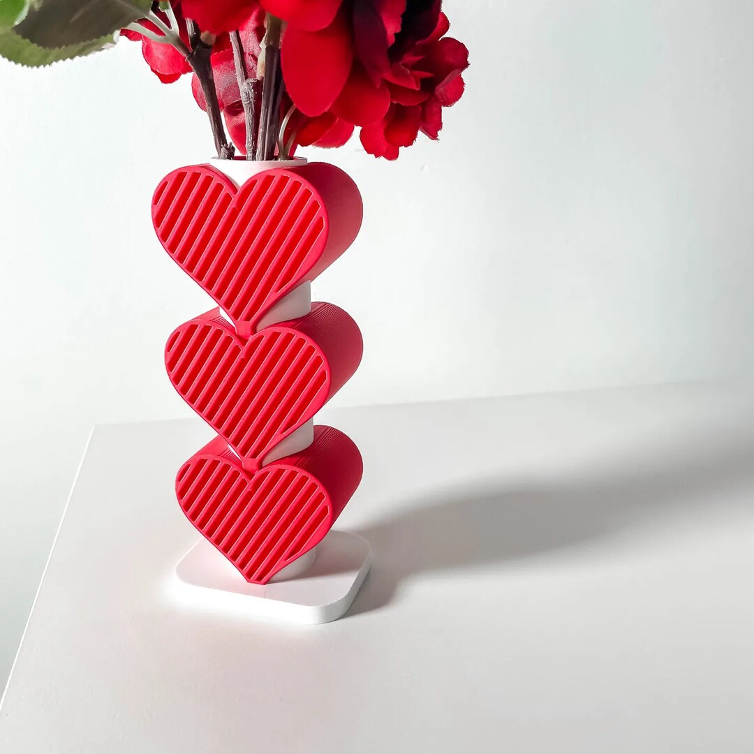 Heart Shaped Flower Vase, Romantic Red Vase, Valentines Day Vase Decor ...