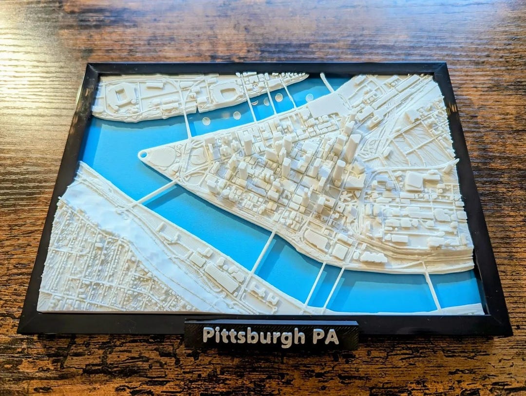 Pittsburgh Pennsylvania City Map, Detailed Topographic Miniature ...