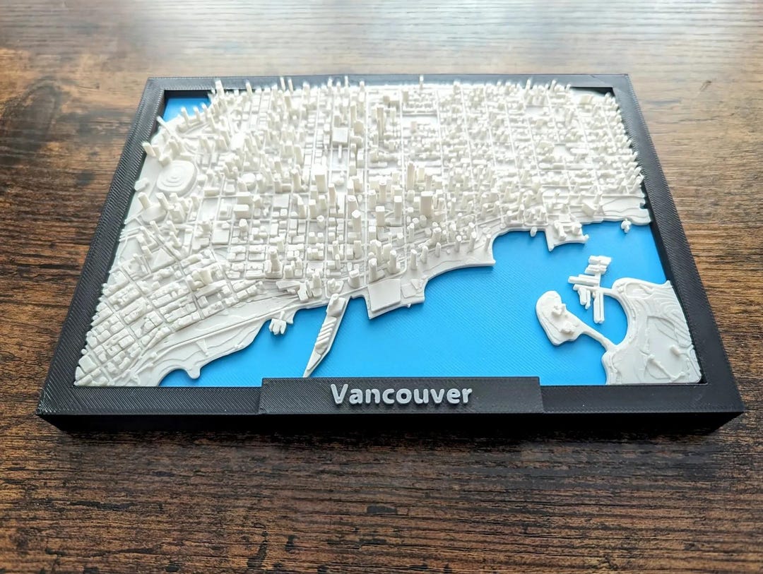Vancouver 3D City Map, Detailed Topographic Vancouver Art, Modern ...