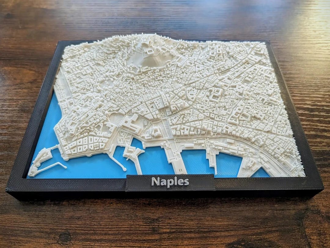 Topographic Map of Naples - Detailed City Map Relief Wall Art - Unique ...