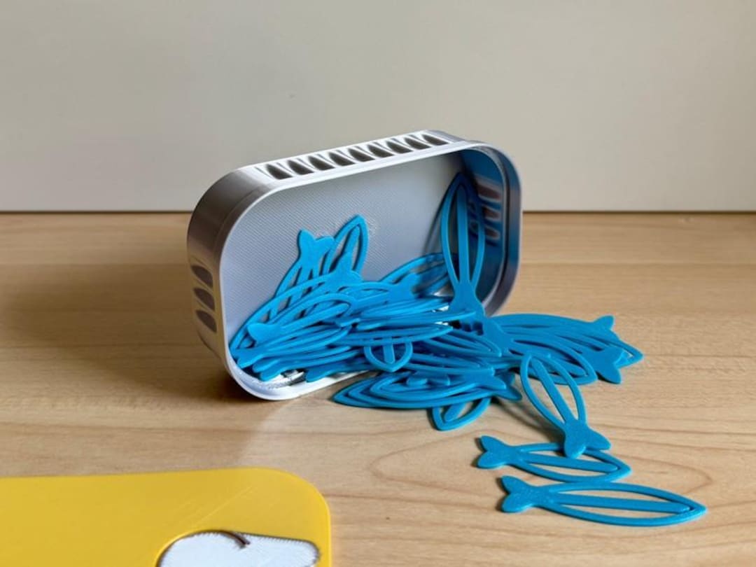 Fish Shaped Paper Clips Set With Tin Holder, Fun and Unique Office Desk ...