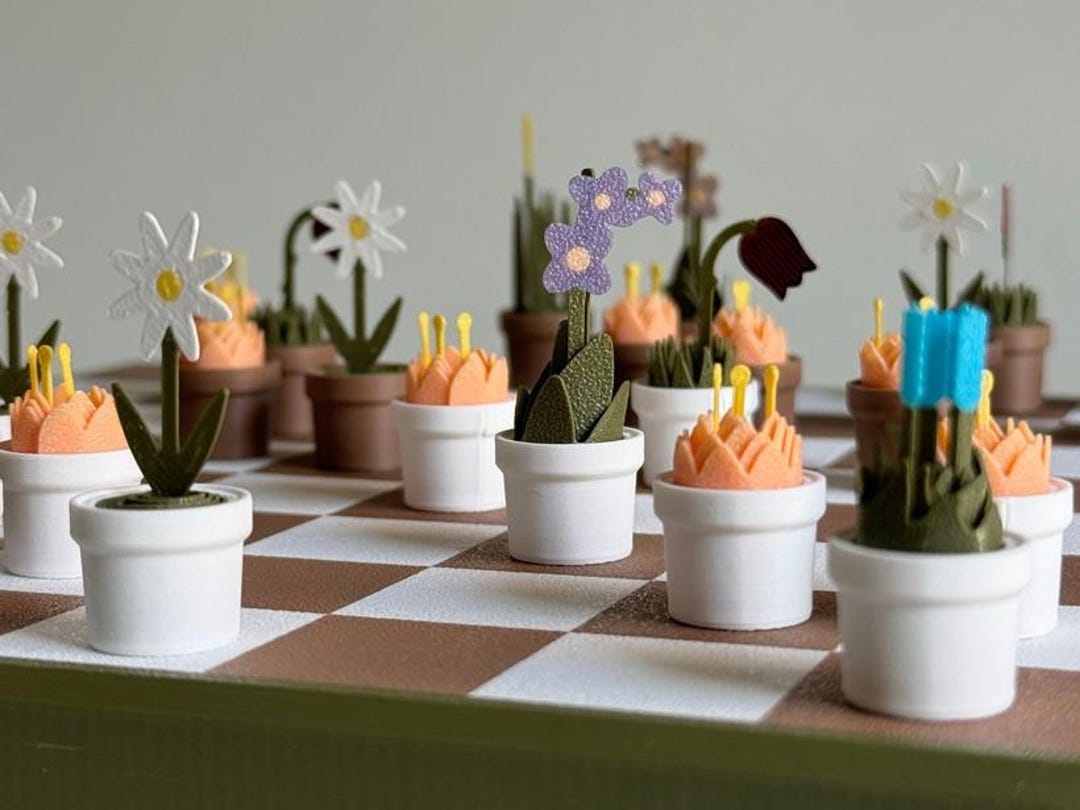 Flower Chess Set, Unique and Fun Floral Chessboard for Home Decor or ...