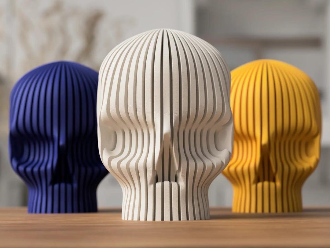 Skull Lamp Sculpture - Modern Skull Decor Light, Halloween Skull ...