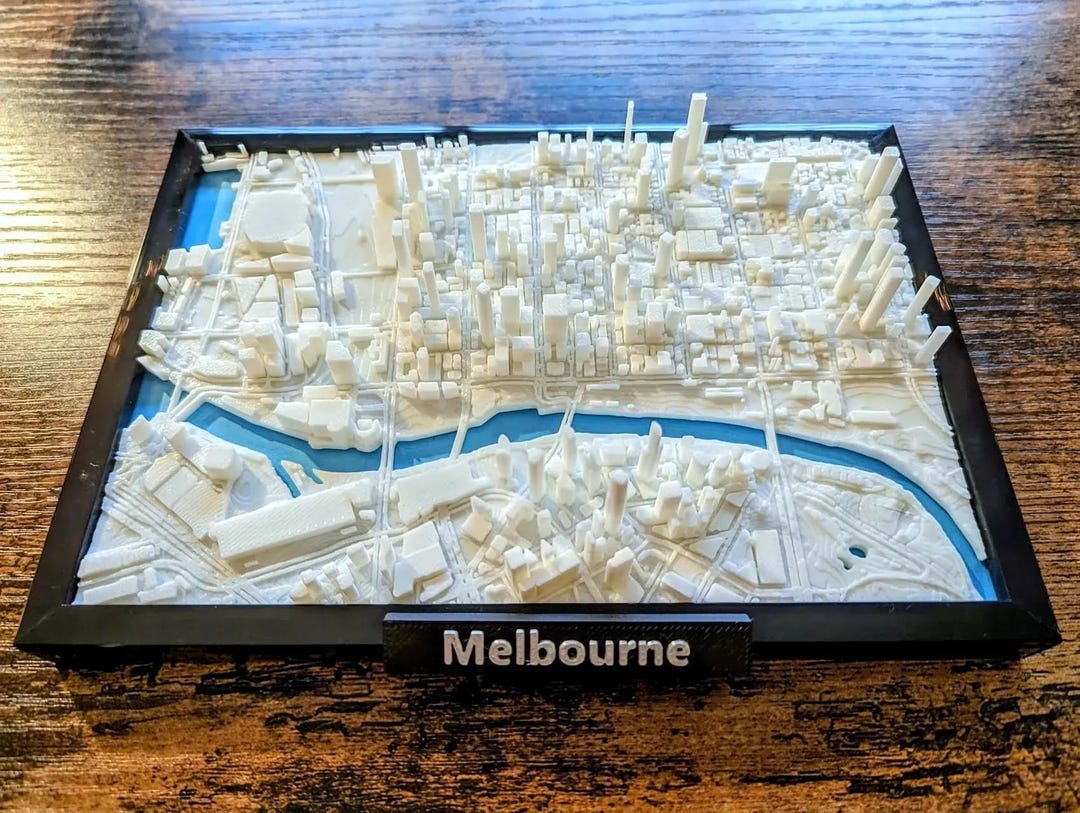 Melbourne 3D City Map, Detailed Melbourne Topographic Art, Modern ...