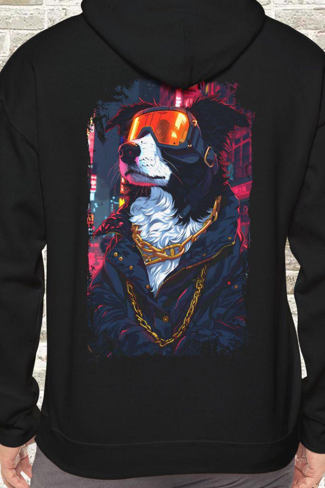 Cyberpunk Streetdog Hoodie, Gamer Punk Freak Hooded Sweatshirt, Geeky ...
