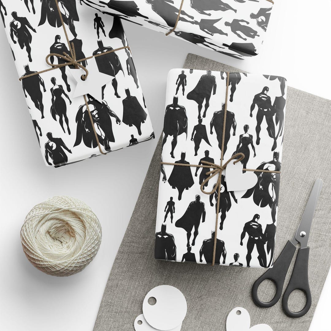 Super Hero Wrapping Papers, Comic Book Gift Wrap, Black and White ...