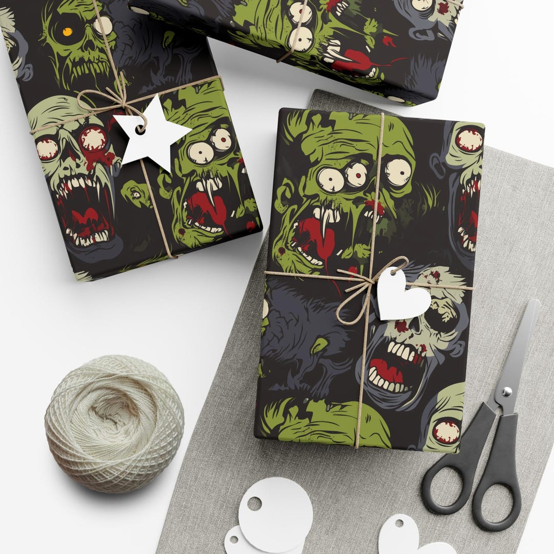 Eerie Wrapping Paper, Rotting Zombie Design - Perfect for Halloween ...