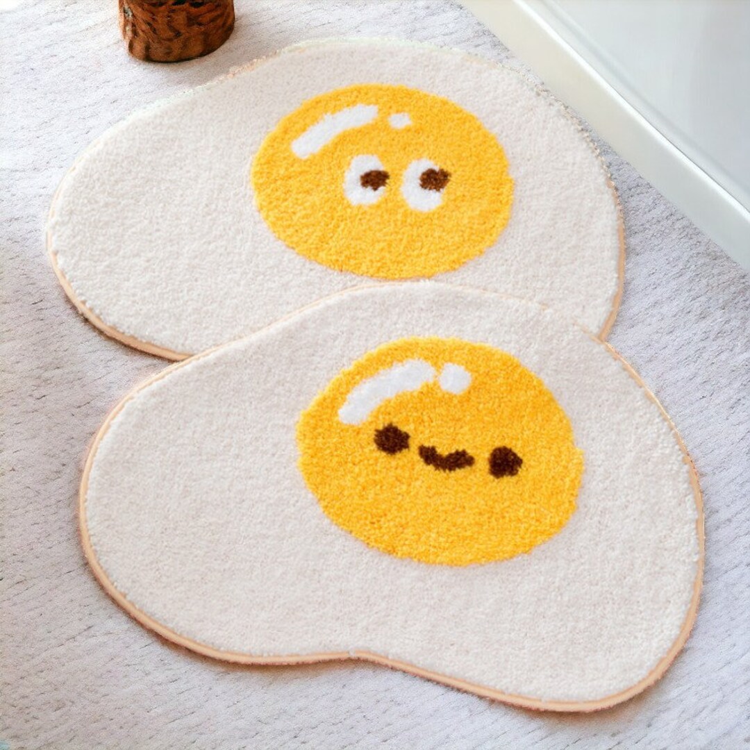 Cartoon Fried Egg Mat Rug, Cute Kitchen Decor, Non-slip Bath Mat ...