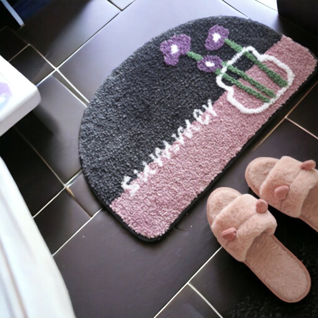 Small Bathroom Floor Mat, Semicircular Design, Absorbent Rug, Non-slip ...