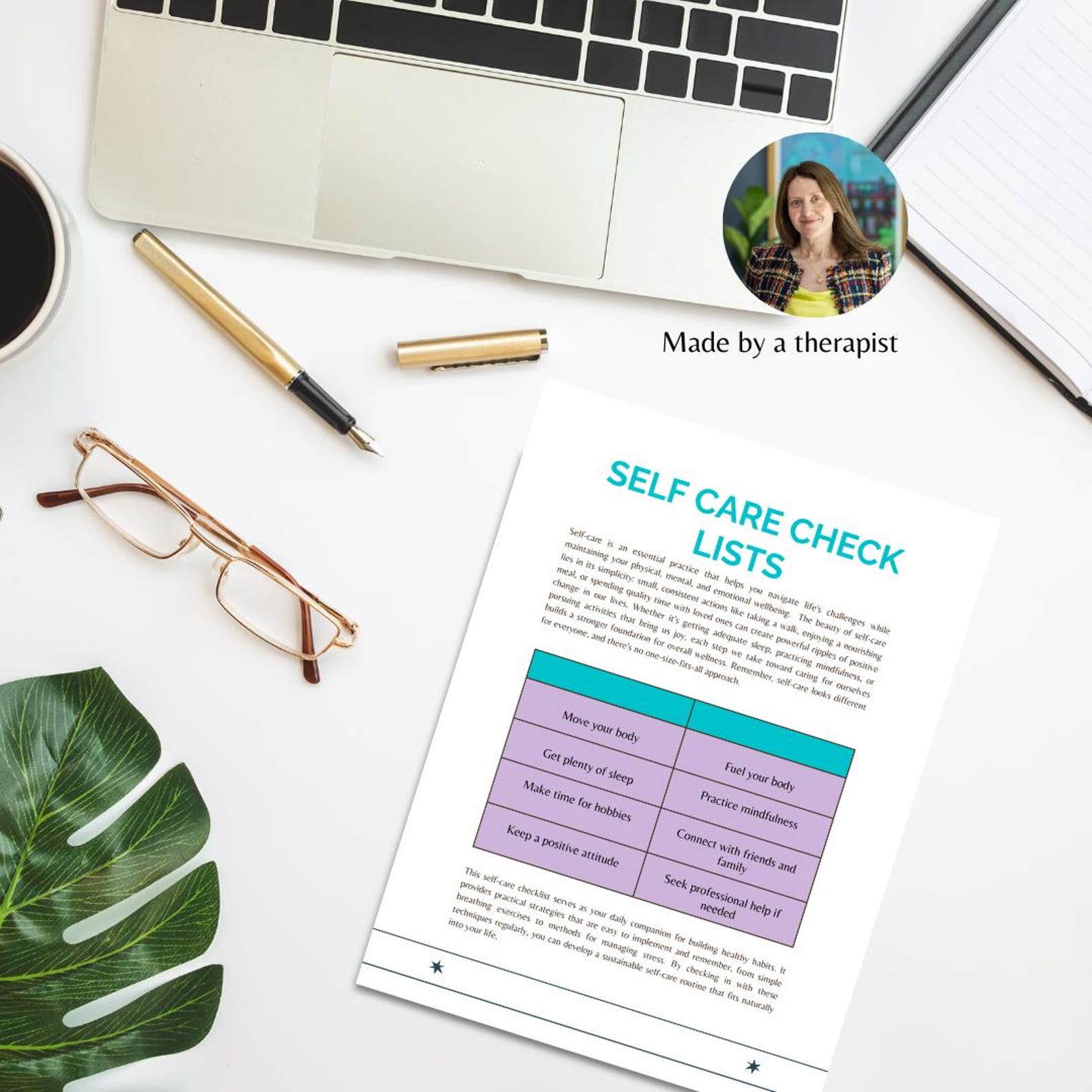 Self Care Worksheets for Therapy Daily Wellness Checklist Mental Health ...