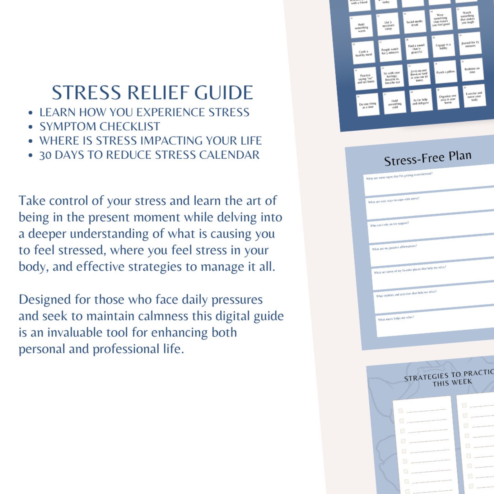 Stress Relief Guide Coping Skills for Anxiety Mindfulness Worksheets ...