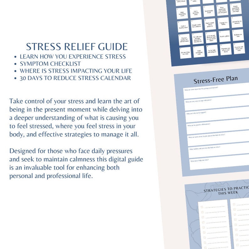 Stress Relief Guide Coping Skills for Anxiety Mindfulness Worksheets ...