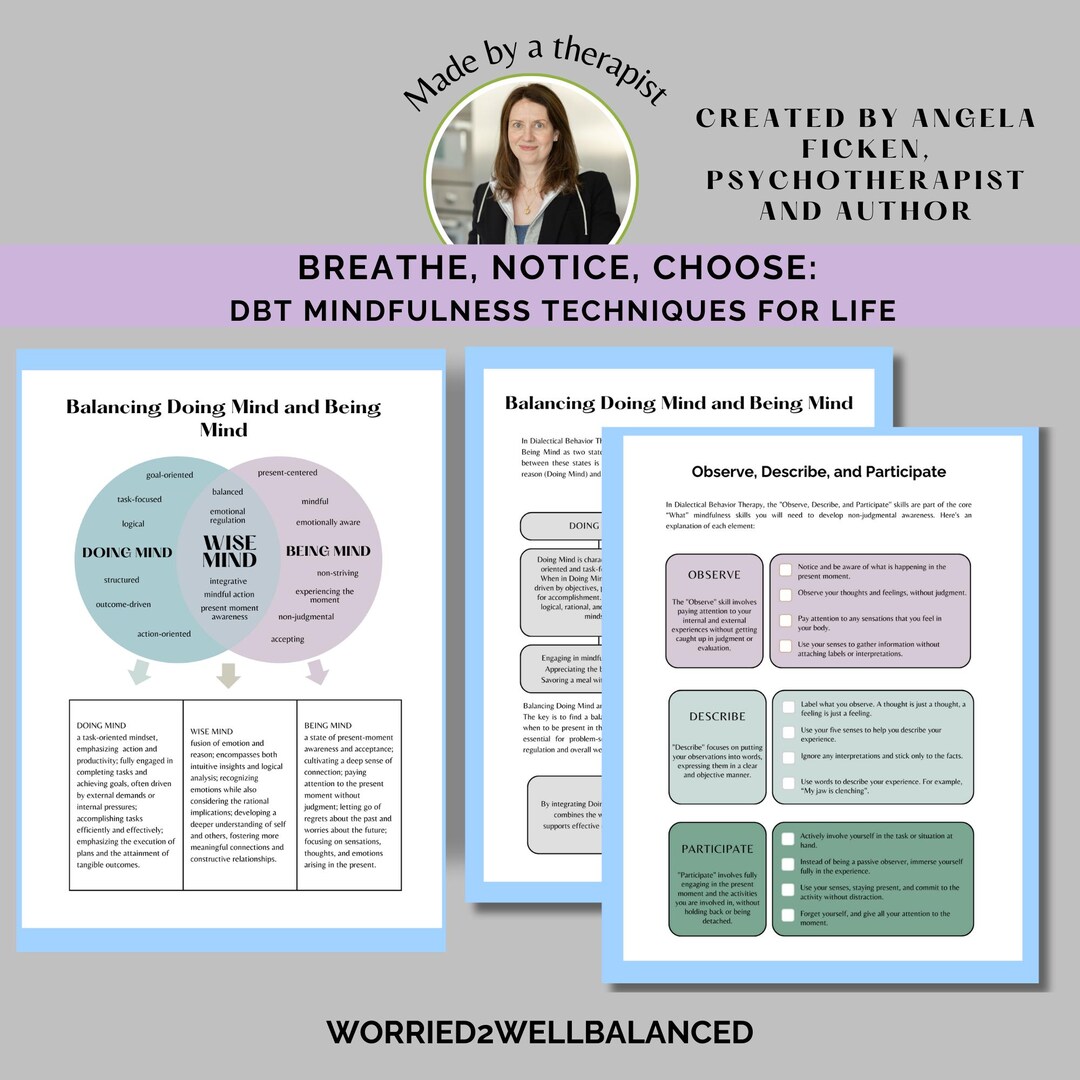 DBT Mindfulness Techniques for Emotion Regulation Therapy Resources ...