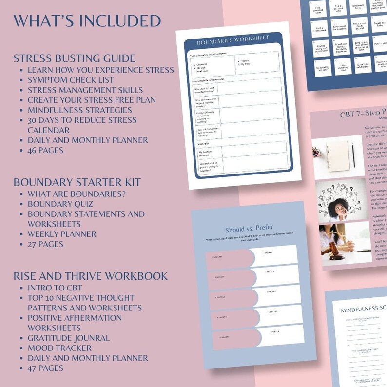 Stress Busting Guide Boundaries Workbook Rise Thrive Bundle Master ...