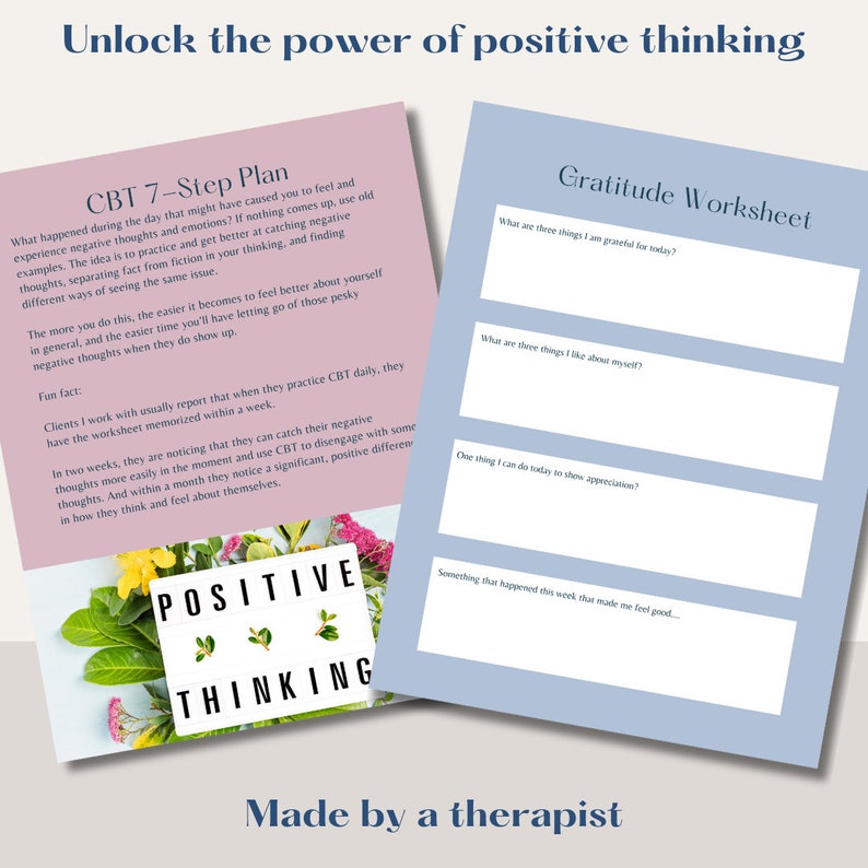 Negative Thoughts Workbook Positive Affirmation and Journal Prompts CBT ...