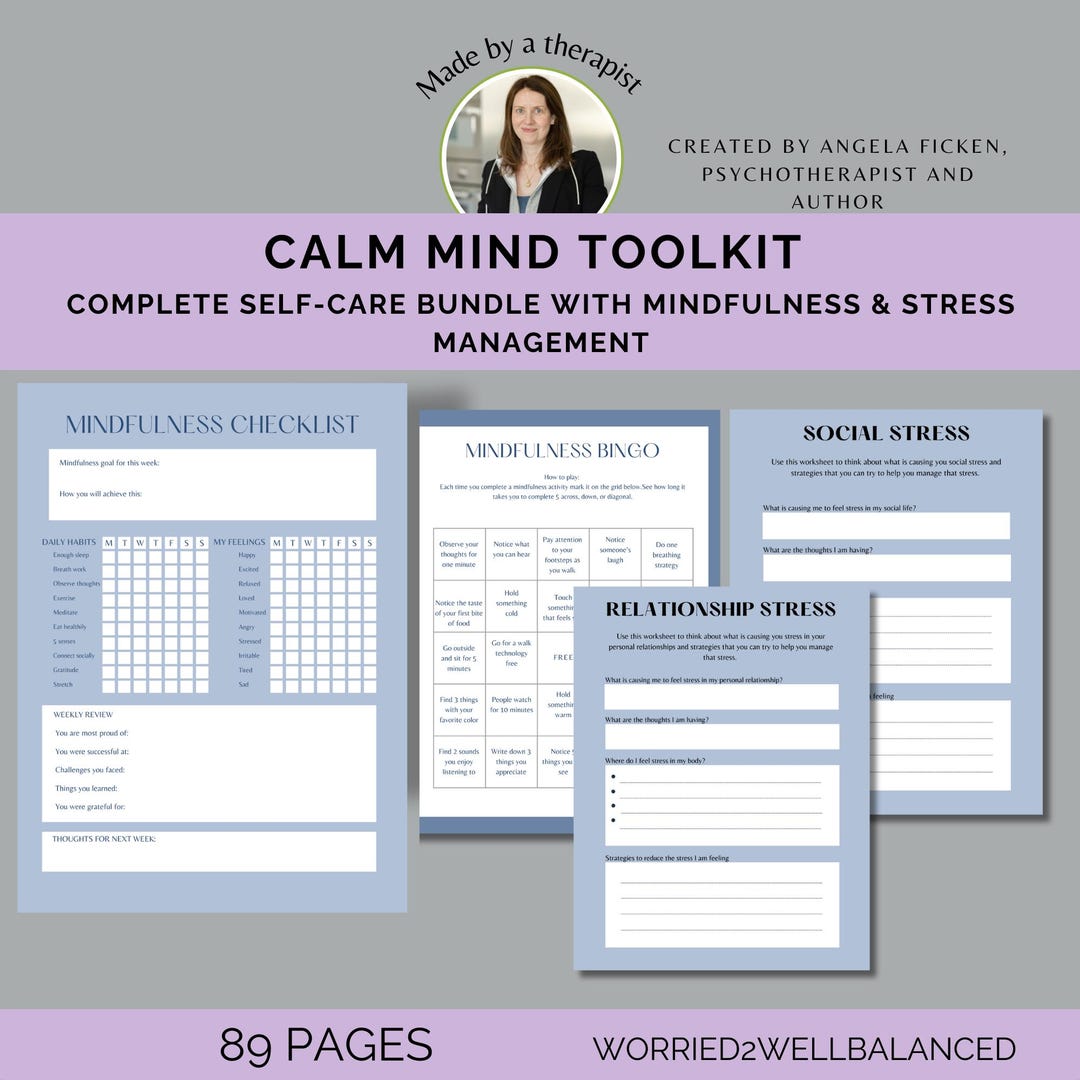 Printable Self Care Digital Bundle Mindfulness and Stress Management ...