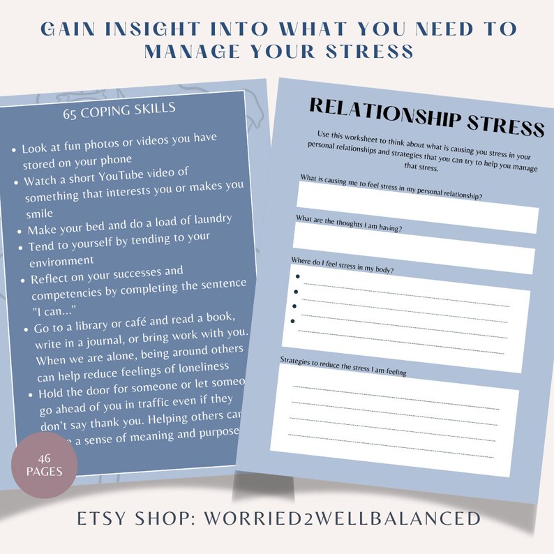 Stress Relief Guide Coping Skills for Anxiety Mindfulness Worksheets Planner and Activities ...