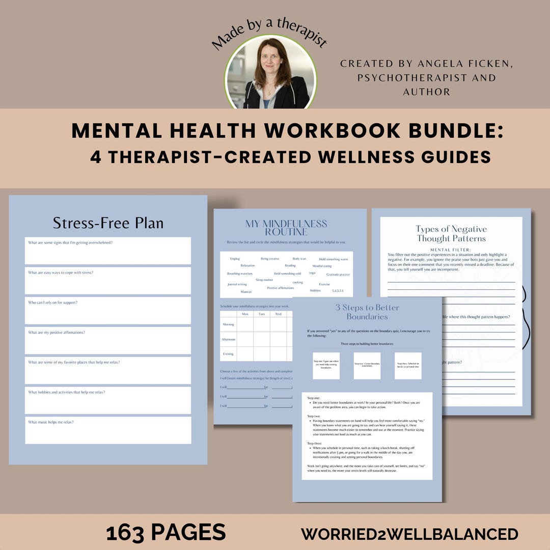 Mental Health Workbook Bundle Therapist Created Wellness Guides CBT ...