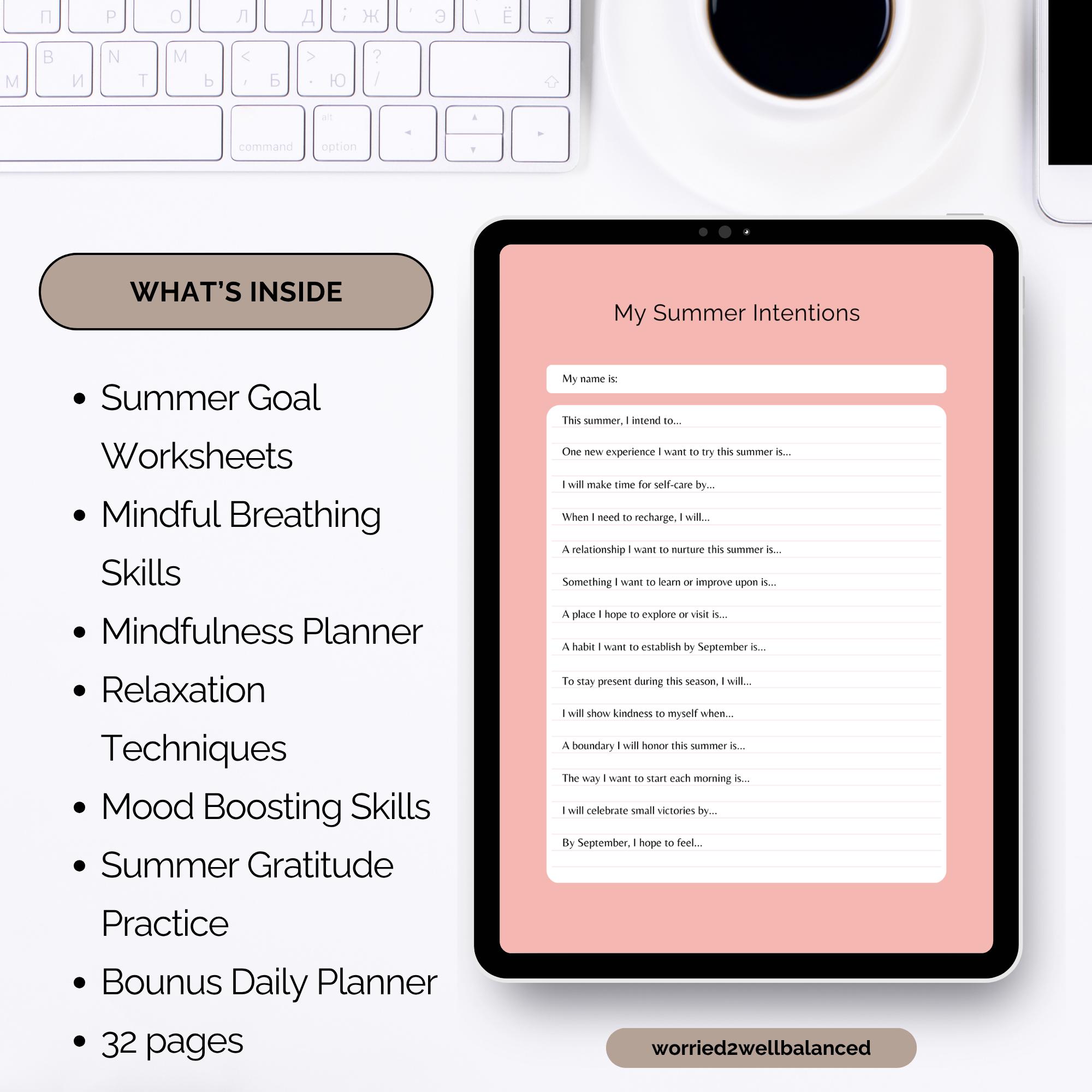 Printable Summer Self Care Planner Mindfulness and Personal Growth ...