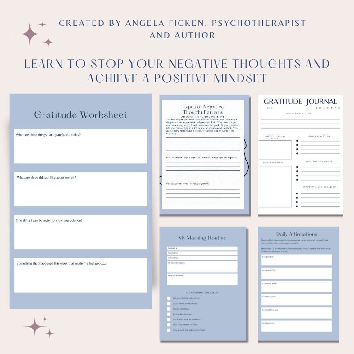 Positive Affirmations Kit CBT Negative Thoughts and Self Doubt ...
